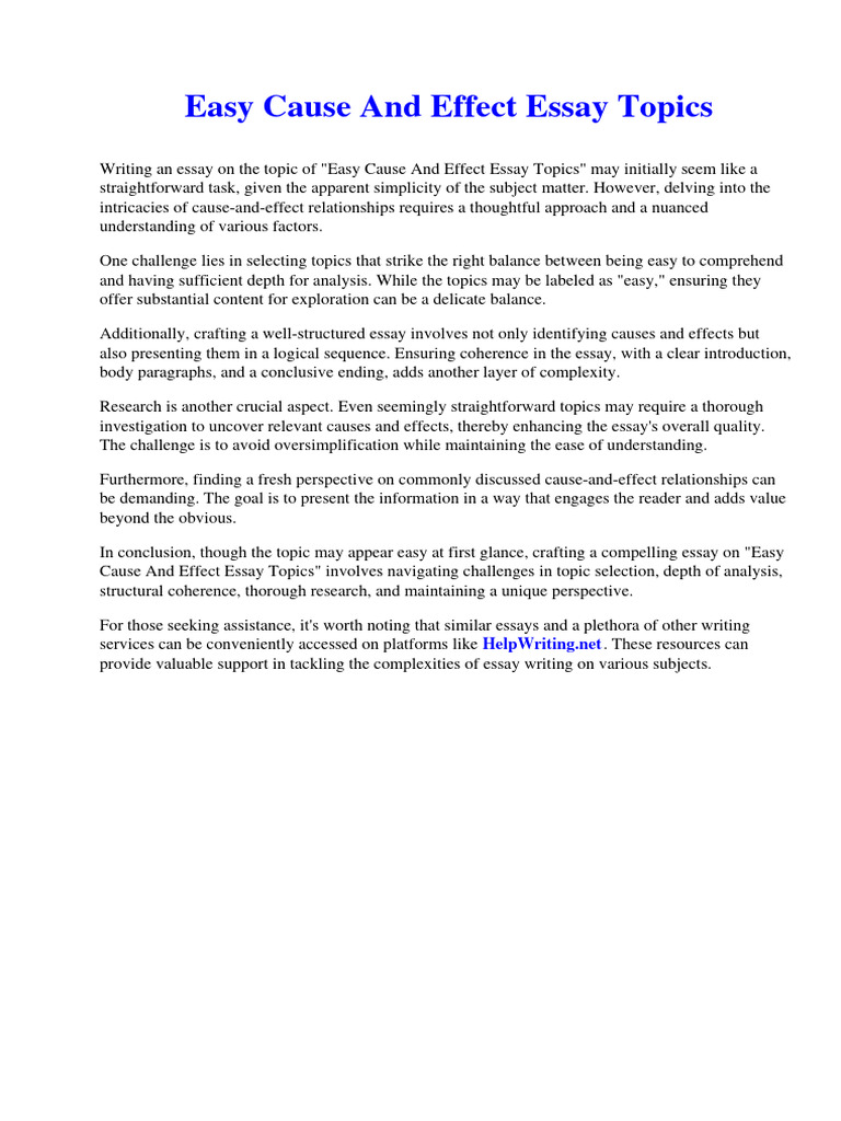 Easy Cause and Effect Essay Topics | PDF | Essays | Pharmaceutical Industry