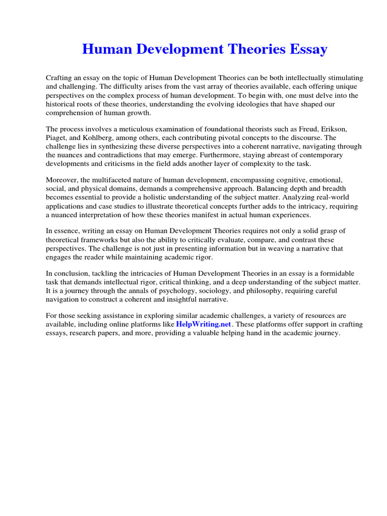 Human Development Theories Essay | PDF | Developmental Psychology | Theory