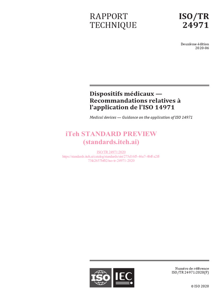 Iso TR 24971 2020 | PDF | Risque | Gestion des risques