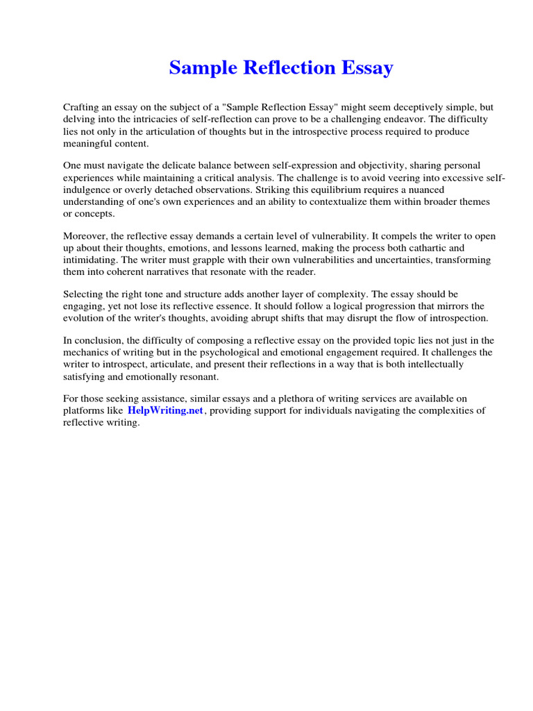 Sample Reflection Essay | PDF