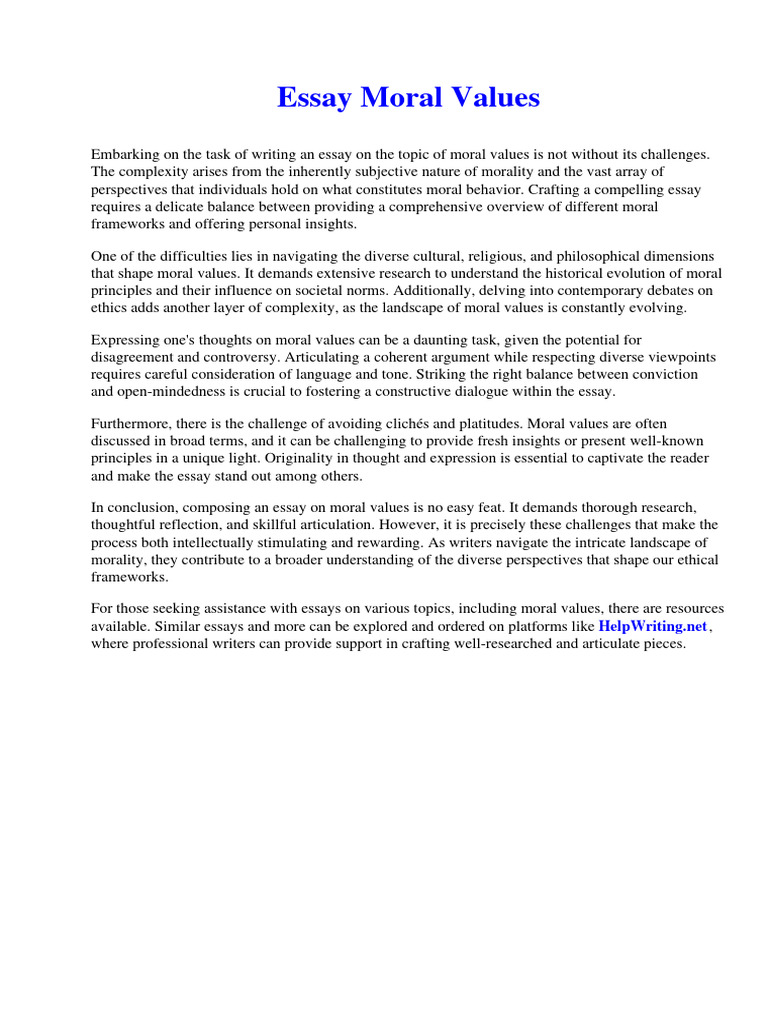Essay Moral Values | PDF | Steel