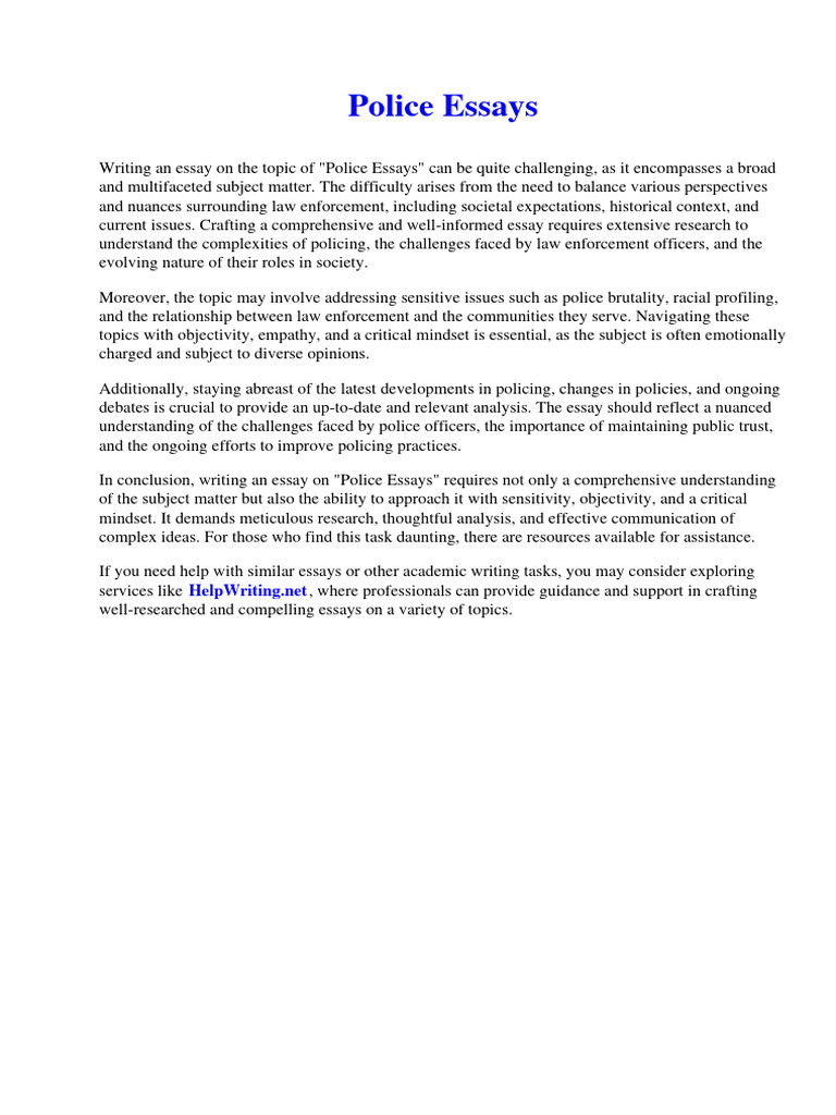 Police Essays | PDF | Essays | Police