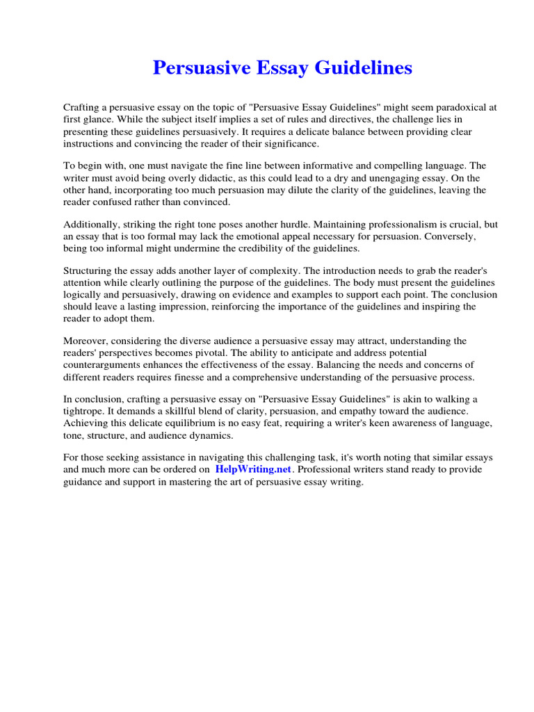 Persuasive Essay Guidelines | PDF | Essays | Obesity