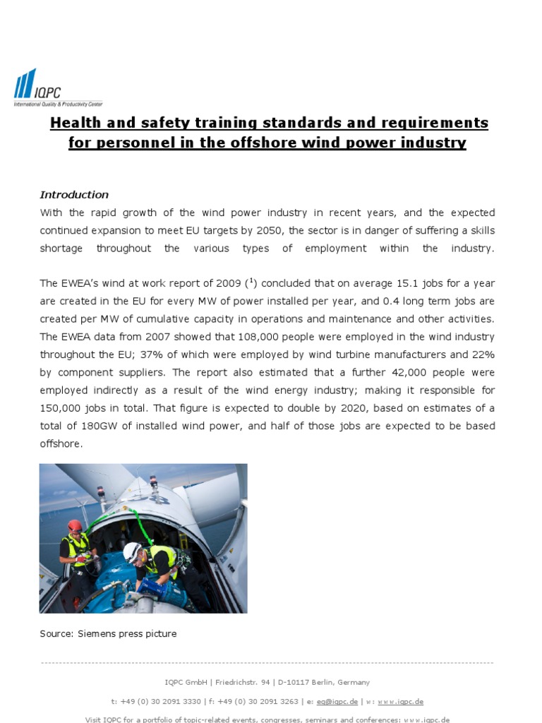 Health and Safety Training Standards and Requirements For Personnel in ...