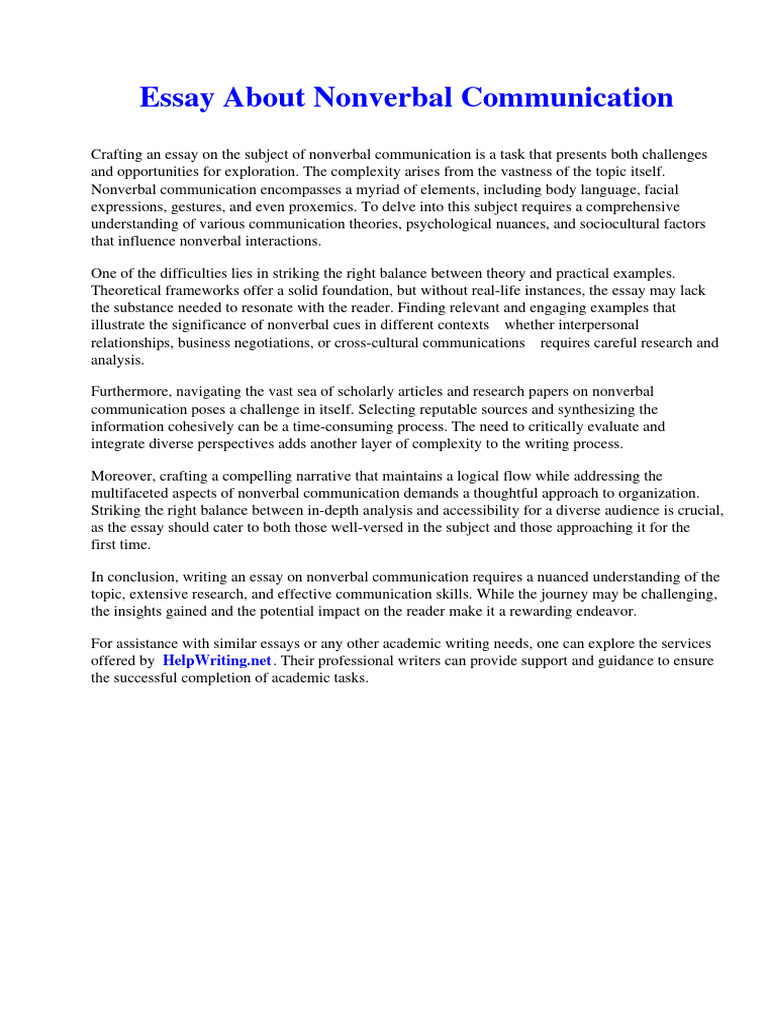 Essay About Nonverbal Communication | PDF | Communication | World Wide Web