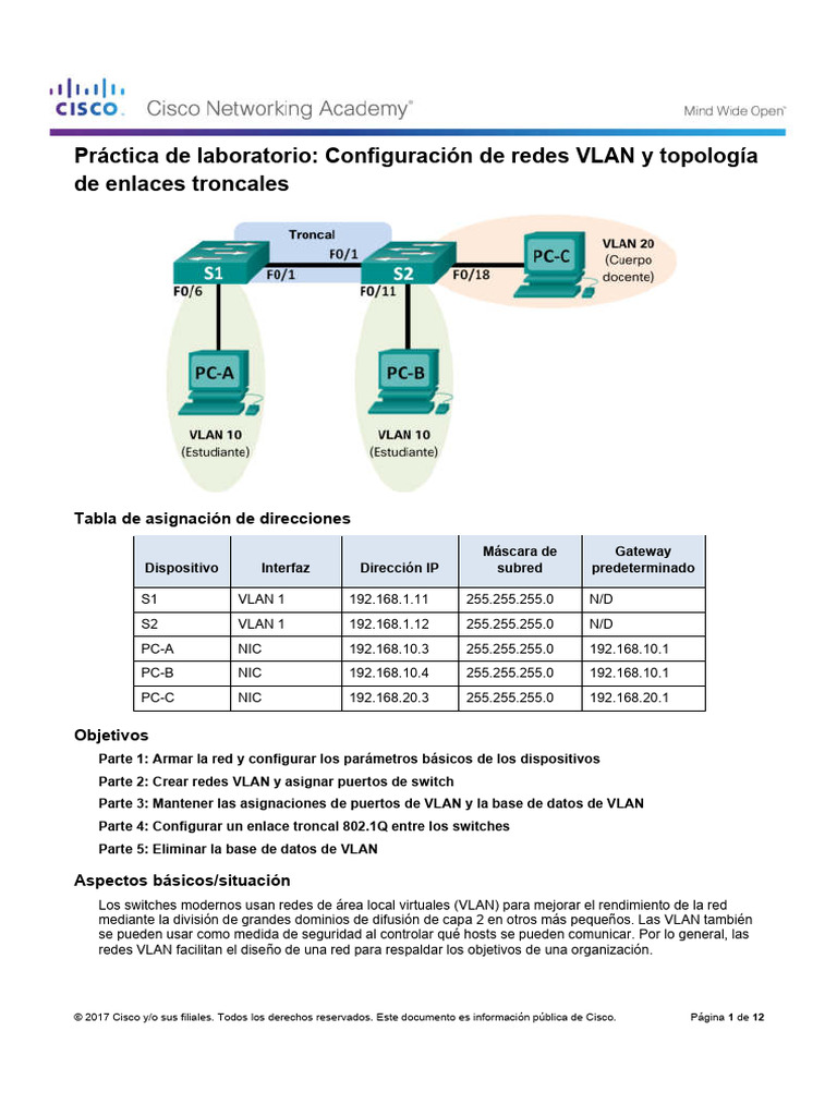 Lab 6.1 - VLAN y Enrutamiento VLAN (1) | PDF | Conmutador de red | Protocolos de internet