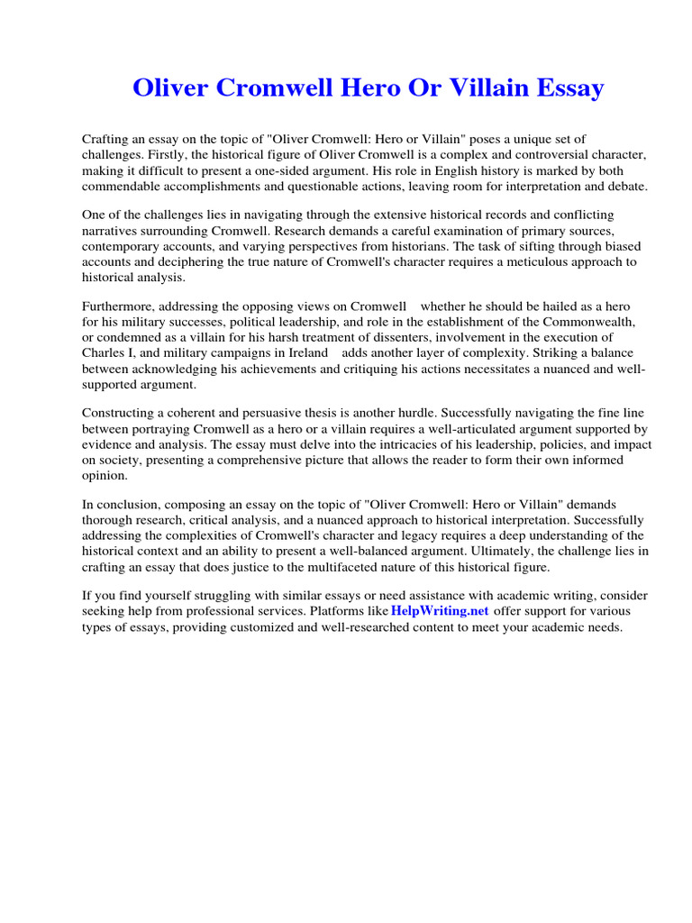 Oliver Cromwell Hero or Villain Essay | PDF | Beowulf