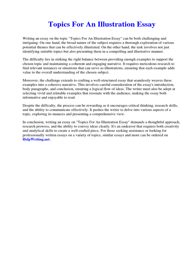 Topics For An Illustration Essay | PDF | Standardized Tests | Essays