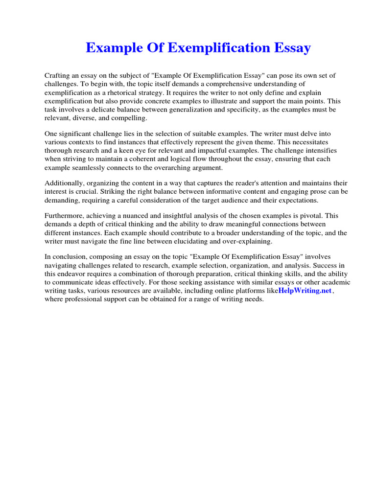 Exemplification Essay Guide | PDF