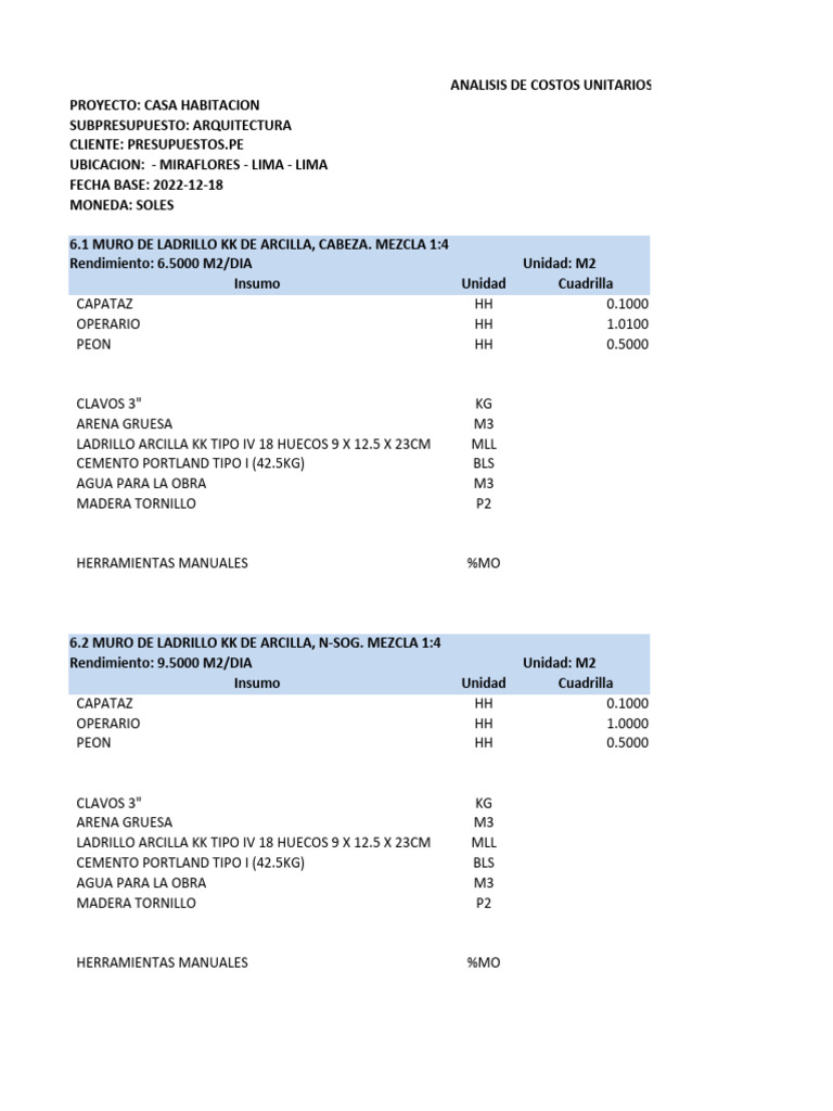 APU Edificación Arquitectura MODELO | PDF | edificio | Hormigón