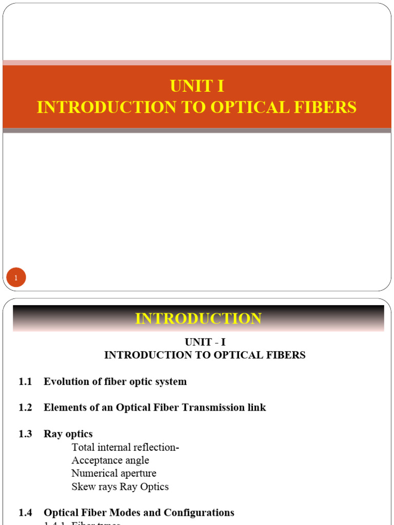 01 Ocn Unit I - Introduction To Optical Fibers | PDF | Optical Fiber | Refractive Index