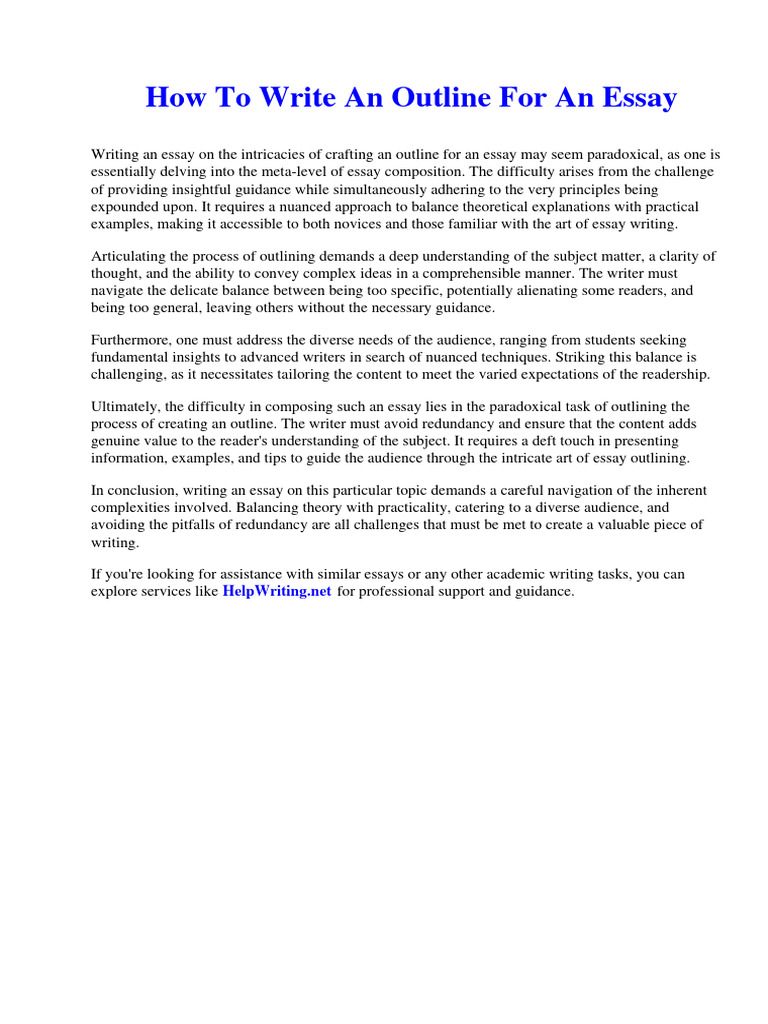 How To Write An Outline For An Essay | PDF | To Kill A Mockingbird