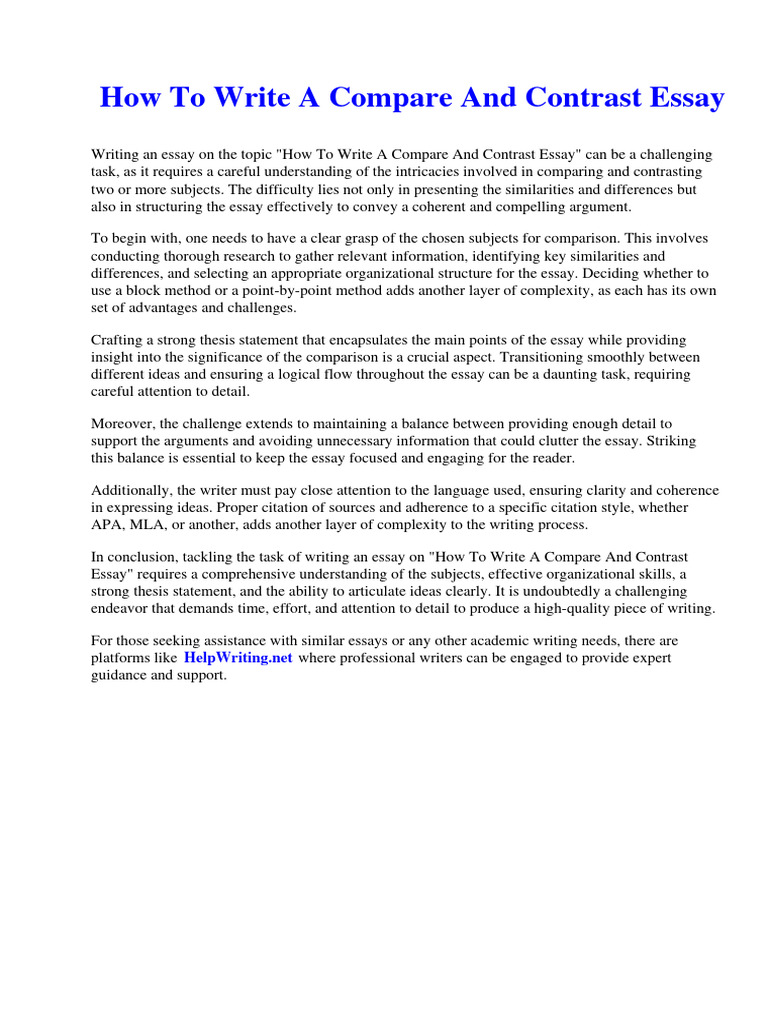 How To Write A Compare and Contrast Essay | PDF | Seed | Reproduction