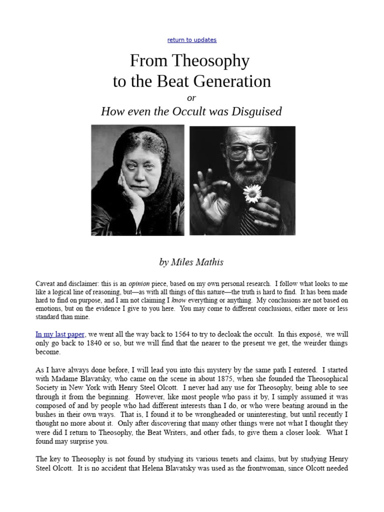 Miles Mathis: From Theosophy To The Beat Generation | PDF | Allen ...