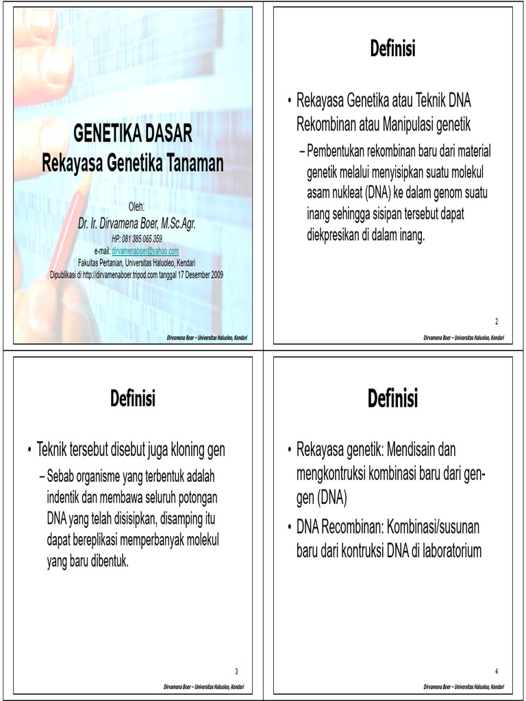 Adoc - Pub - Genetika Dasar Rekayasa Genetika Tanaman Definisi | PDF