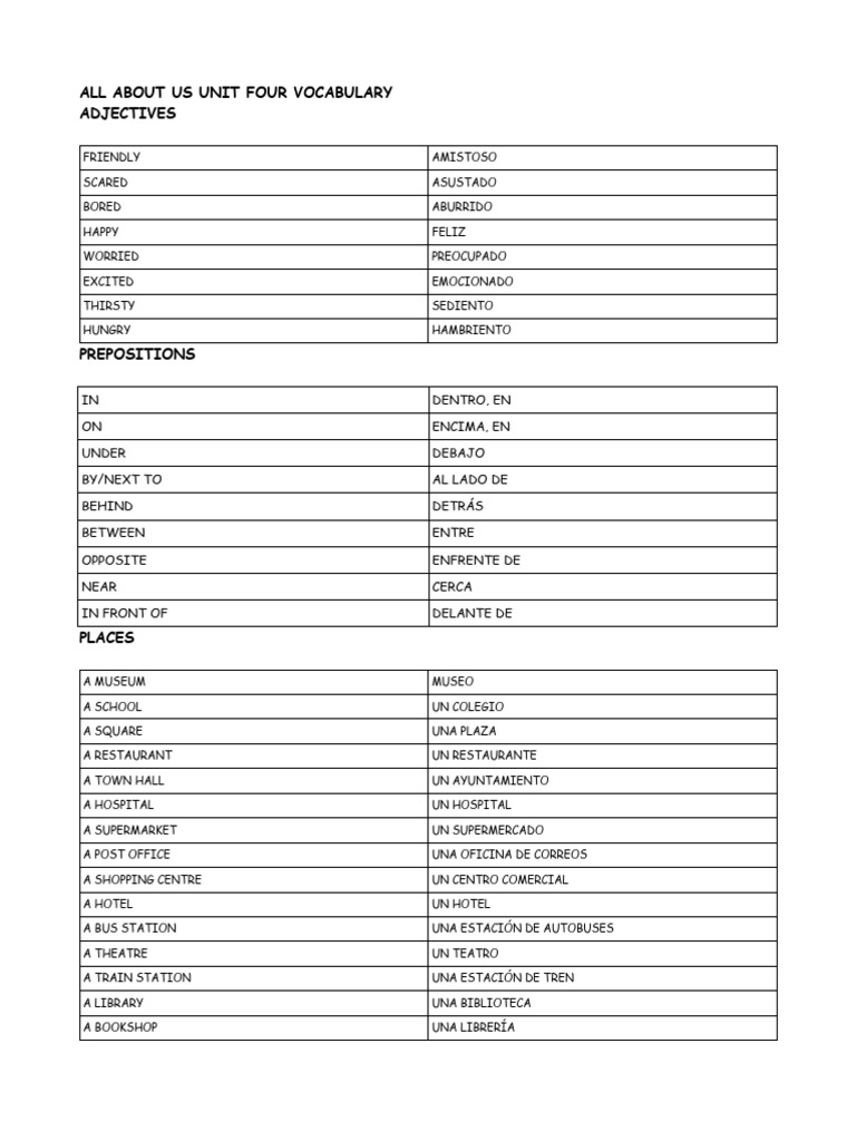 All About Us Unit 4 | PDF