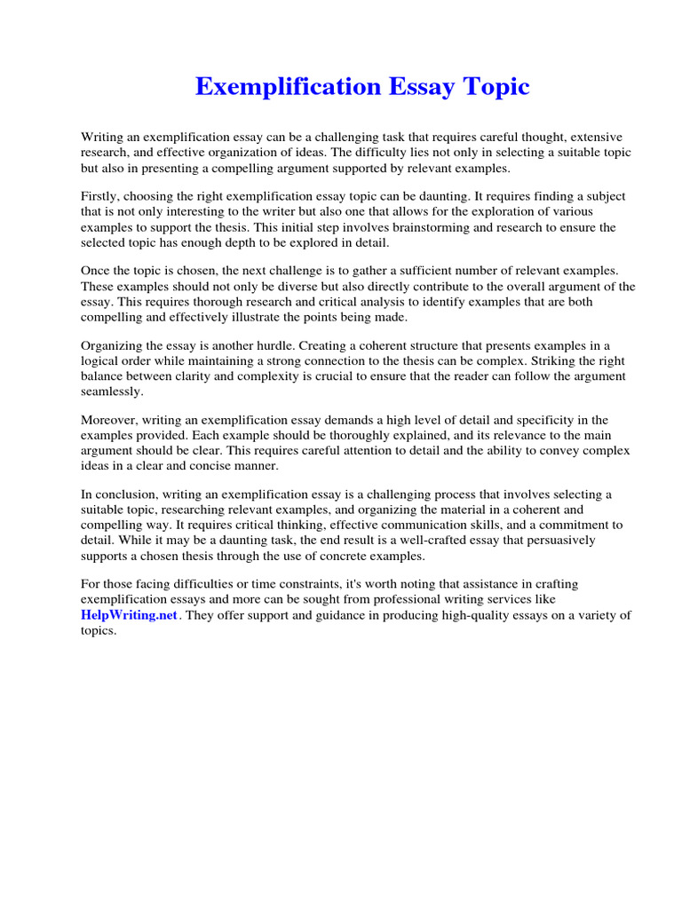 Exemplification Essay Topic | PDF