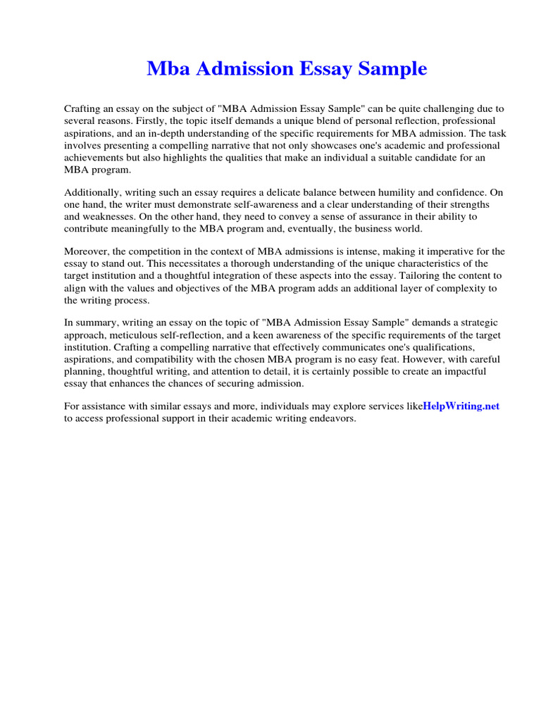 Mba Admission Essay Sample | PDF | Macbeth