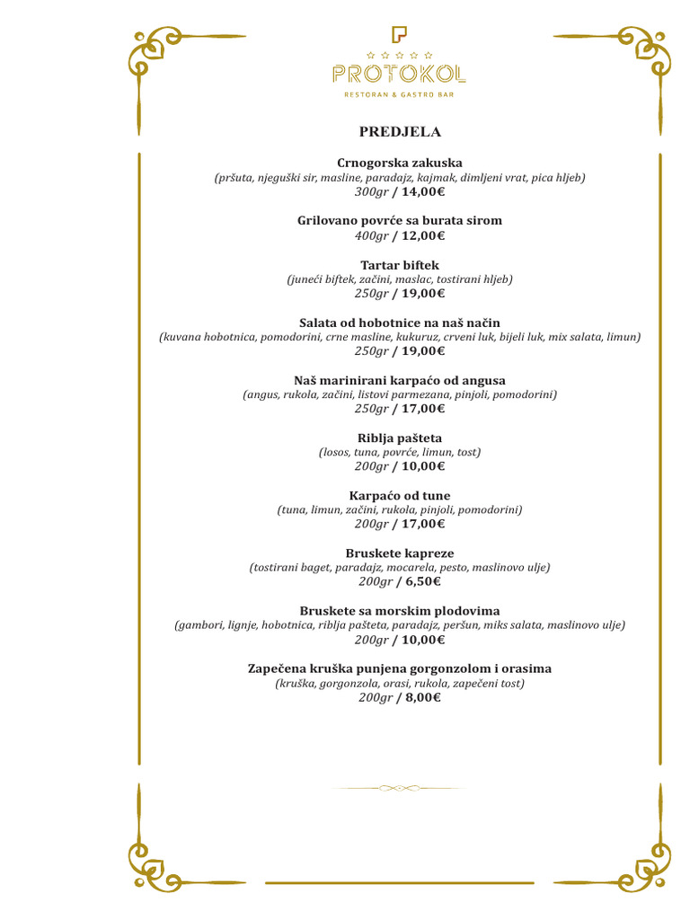 Restoranski Menu | PDF