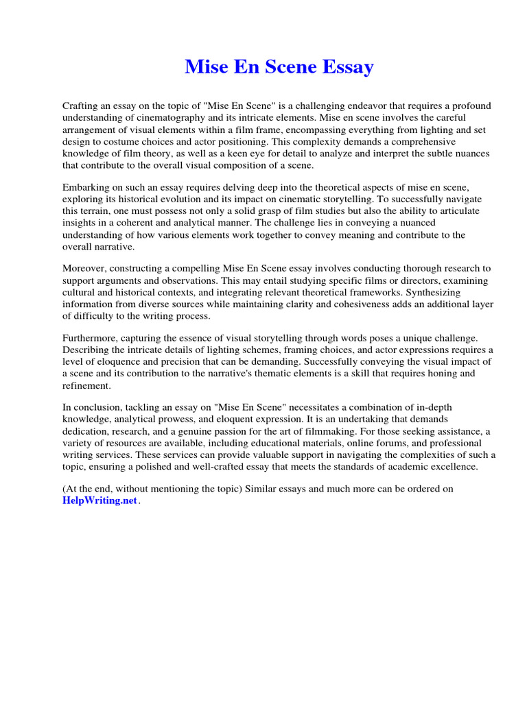 Mise en Scene Essay | PDF
