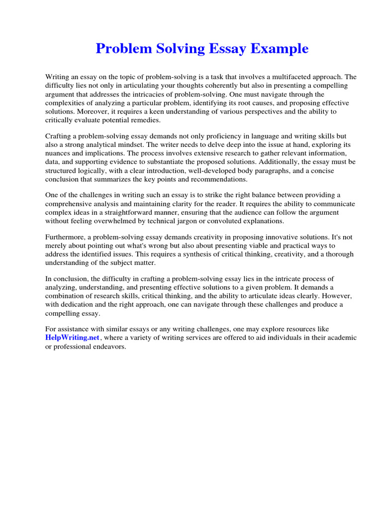 Problem Solving Essay Example | PDF | Epilepsy | Essays