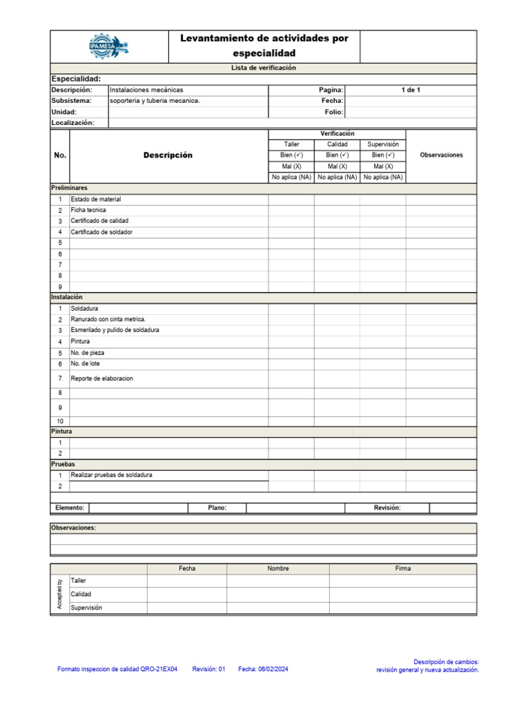 Formato de Control de Calidad Interno | PDF | Procesos de negocio ...
