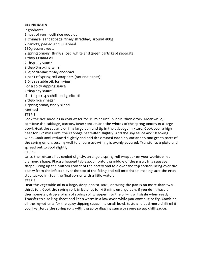 Spring Rolls | PDF