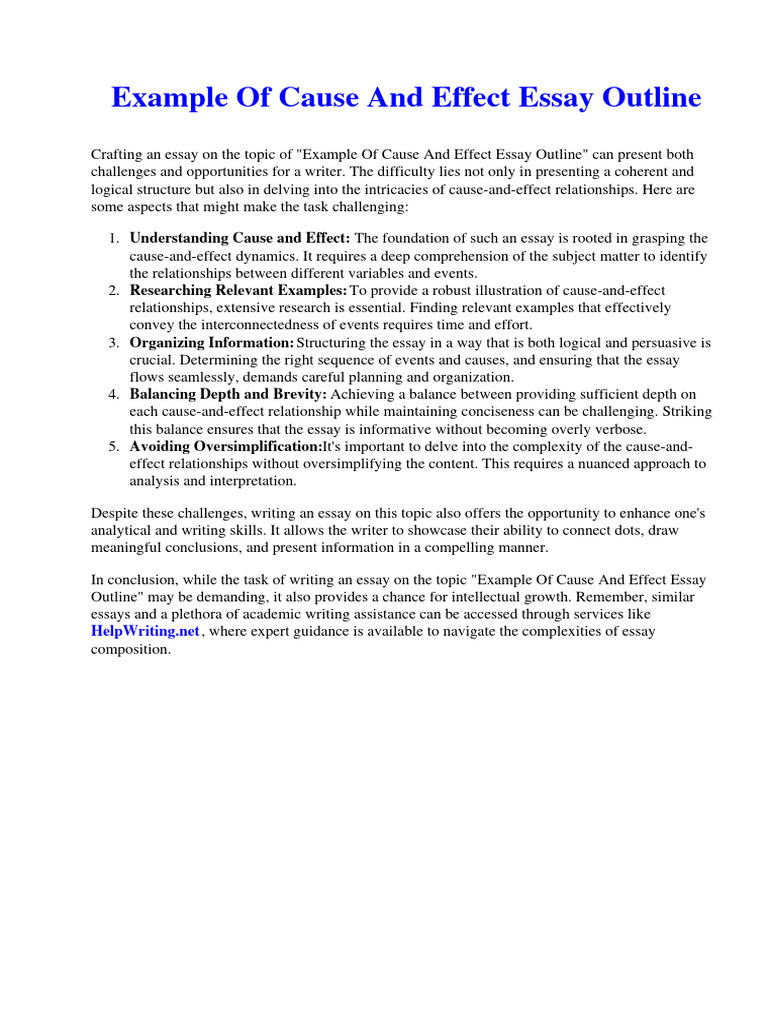 Example of Cause and Effect Essay Outline | PDF | Human Digestive ...