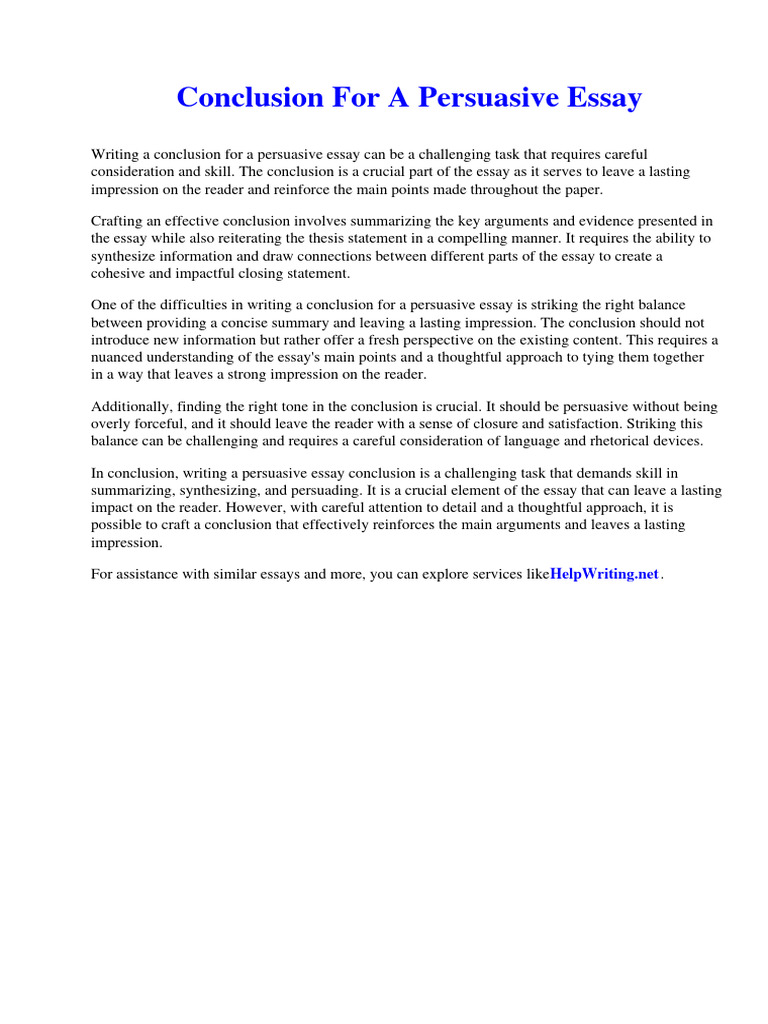 Conclusion For A Persuasive Essay | PDF | Ebenezer Scrooge | Essays