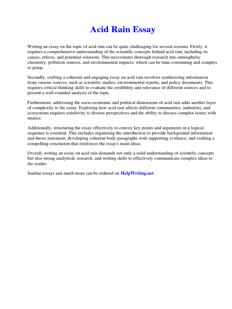 Acid Rain Essay | PDF | Essays