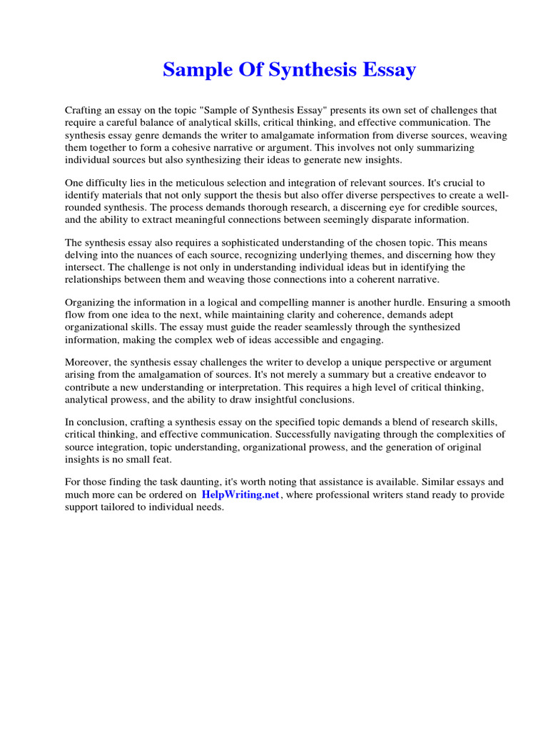 Sample of Synthesis Essay | PDF | Essays | Dialectic