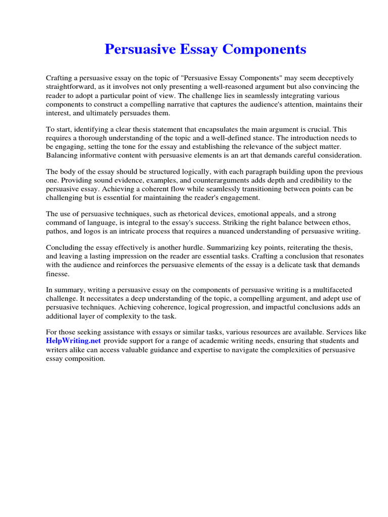 Persuasive Essay Components Pdf Essays Prosecutor