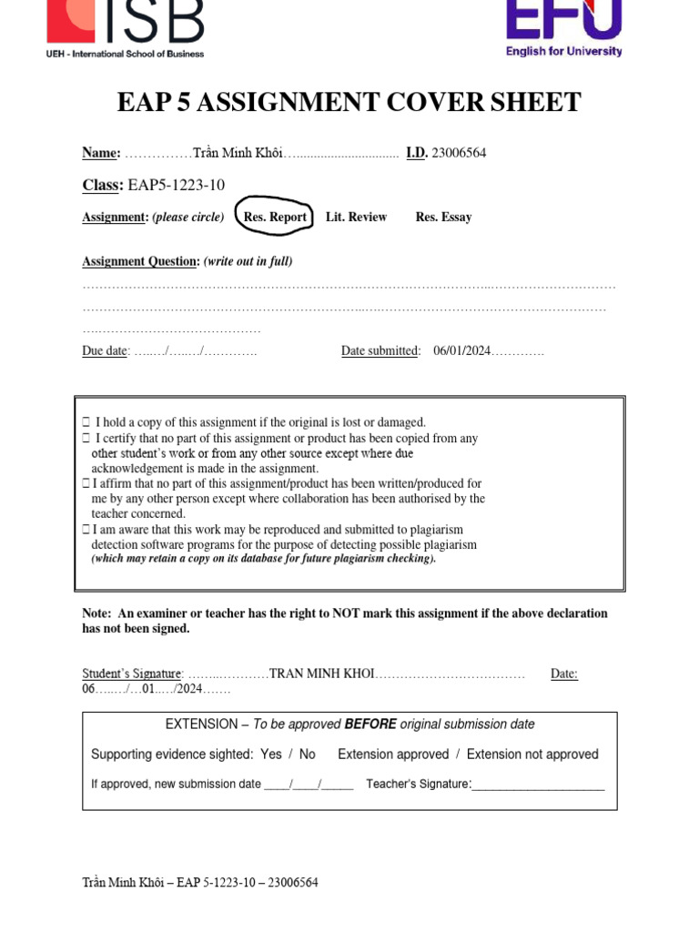 Eap5-1223-10 - Research Report - Tran Minh Khoi - 23006564 | PDF ...