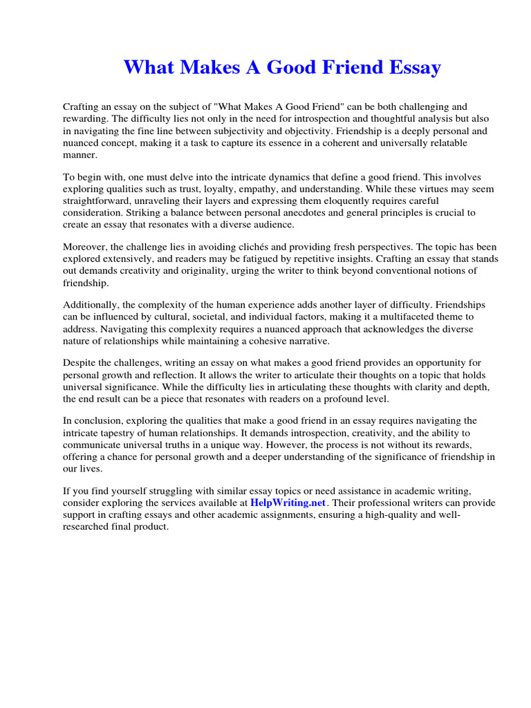 What Makes A Good Friend Essay | PDF | Rabies | Virus