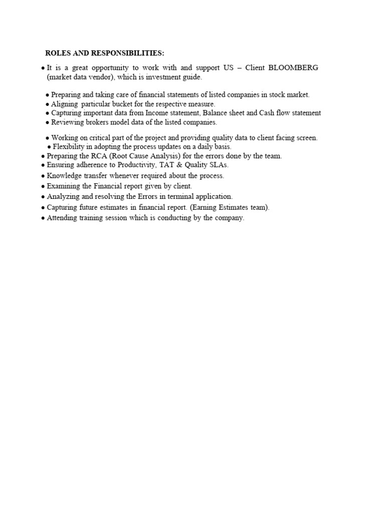 Roles and Responsibilities | Download Free PDF | Financial Statement ...