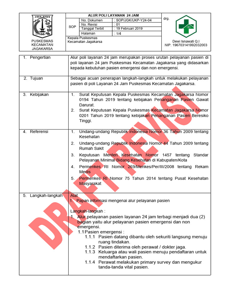 Y24. SOP Alur Pelayanan 24 Jam | PDF