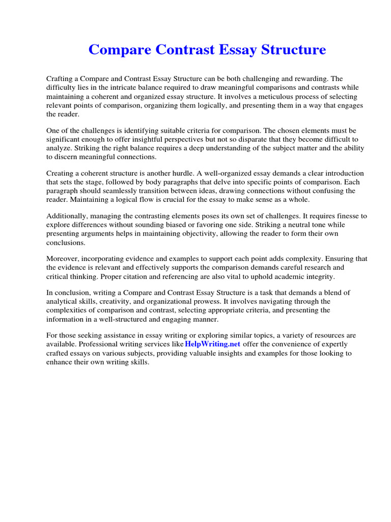 Compare Contrast Essay Structure | PDF | Id | The Metamorphosis