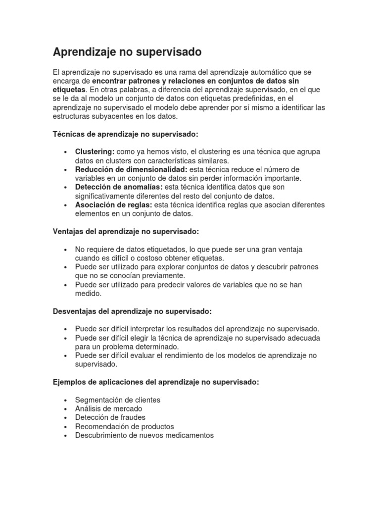 Aprendizaje No Supervisado | PDF