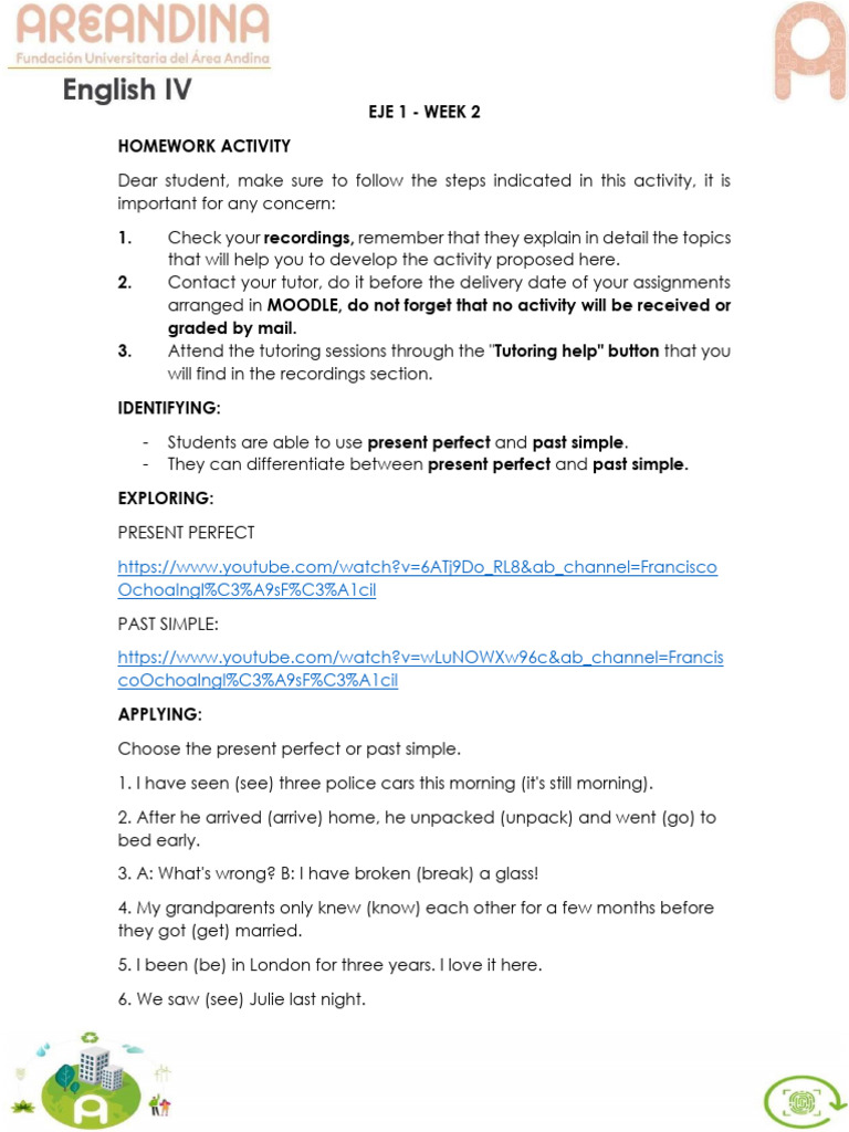 English 4 - EJE 1 - Week 2 | PDF