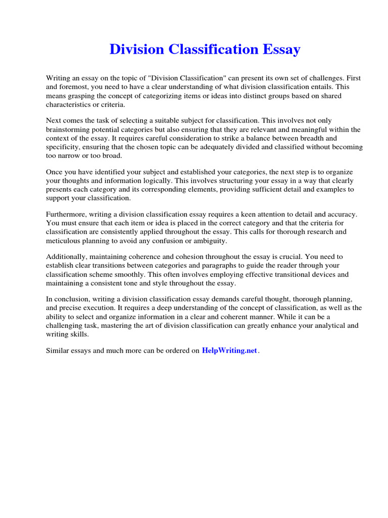 Division Classification Essay | PDF