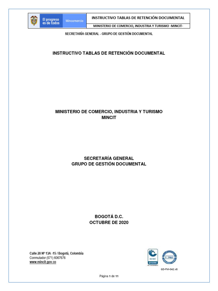 Instructivo Elaboracion Implementacion y Publicacion Tablas de Retencion Documental MinCIT Vs 2 ...