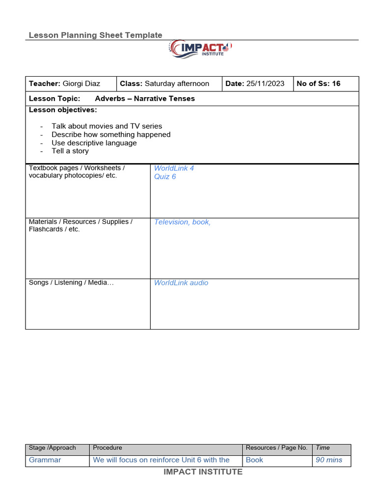 Lesson Plan 16 | PDF
