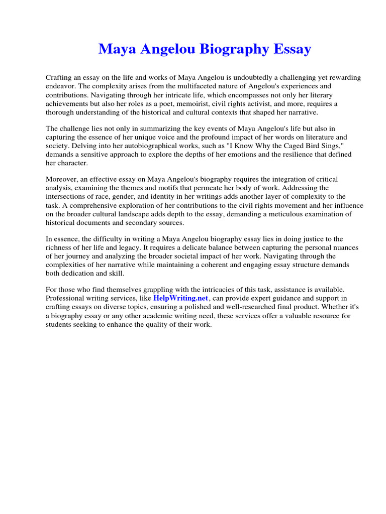Maya Angelou Biography Essay | PDF