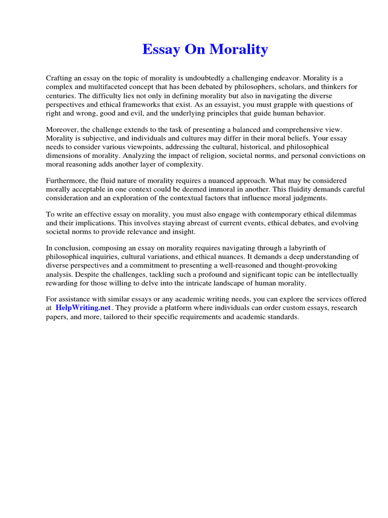 Essay On Morality | PDF | Morality | To Kill A Mockingbird