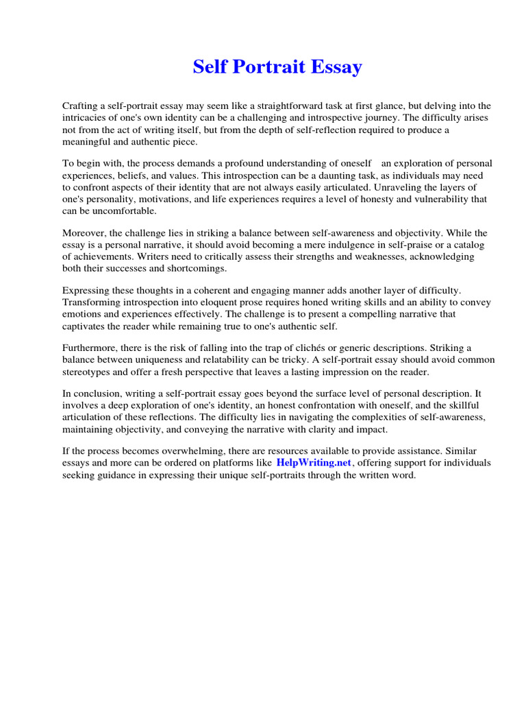 Self Portrait Essay | PDF | Essays | Narrative