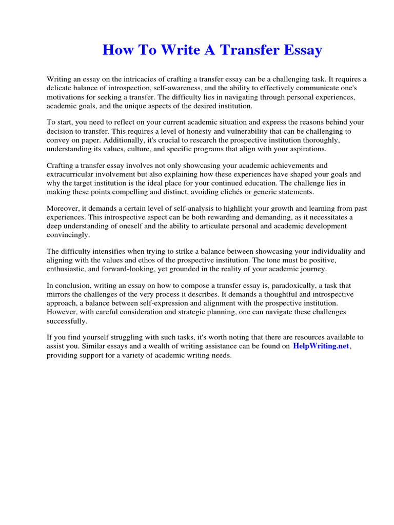 How To Write A Transfer Essay | PDF | Cognitive Development