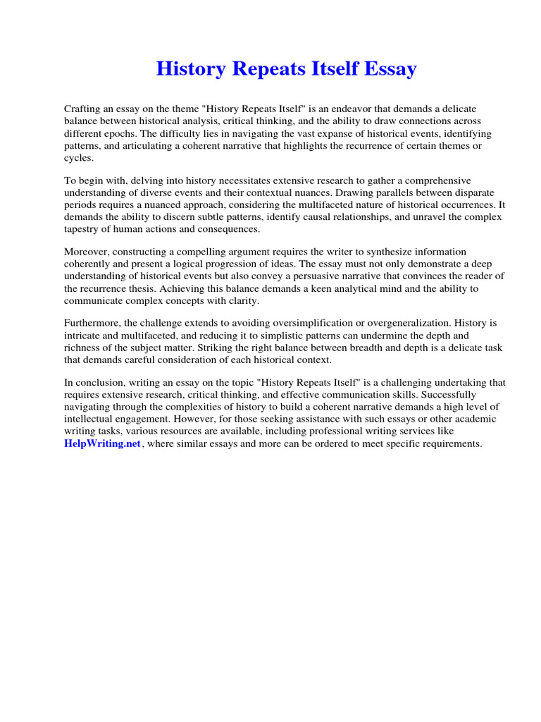 History Repeats Itself Essay | PDF | Critical Thinking | Essays