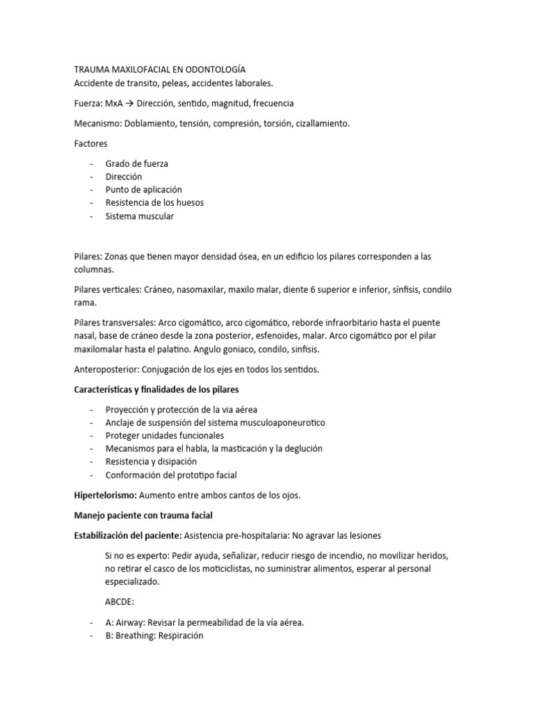 Manejo del Trauma Maxilofacial | PDF | Cabeza y cuello humanos | Anatomía humana