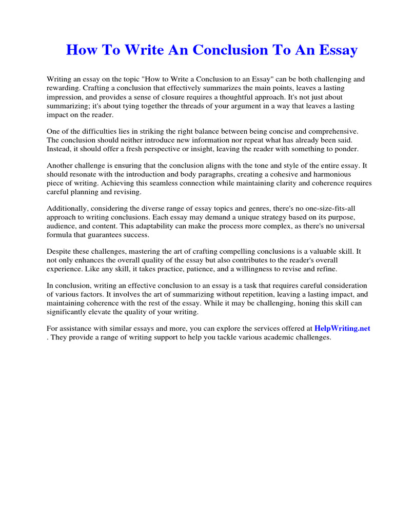 How To Write An Conclusion To An Essay | PDF | United Nations Framework ...