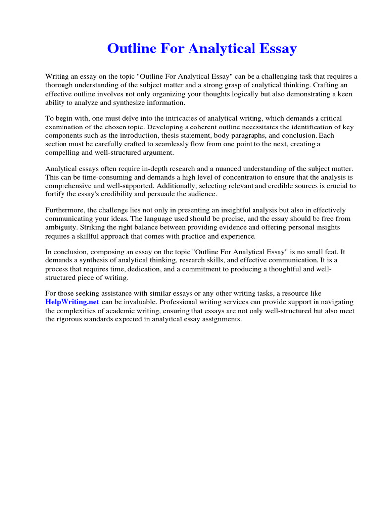 Outline For Analytical Essay | PDF | Essays | Thought